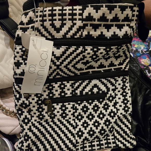 Minicci | Bags | Minicci Black And White Geometric Crossbody Bag | Poshmark